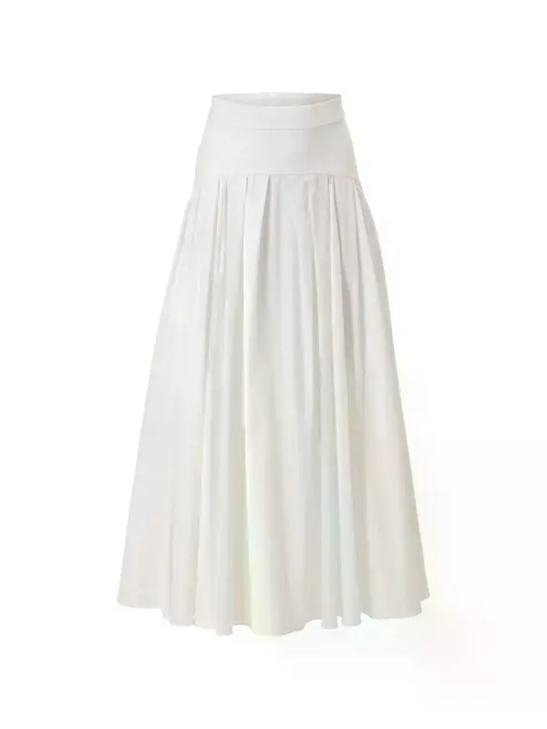 Carolina Herrera Drop Waist Pleated Midi Skirt - White