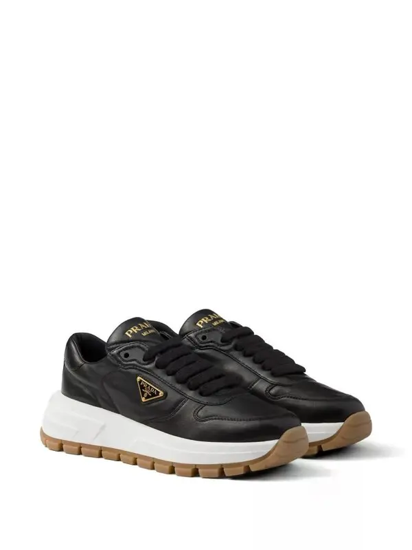 Prada Prax 01 Leather Sneakers - Black