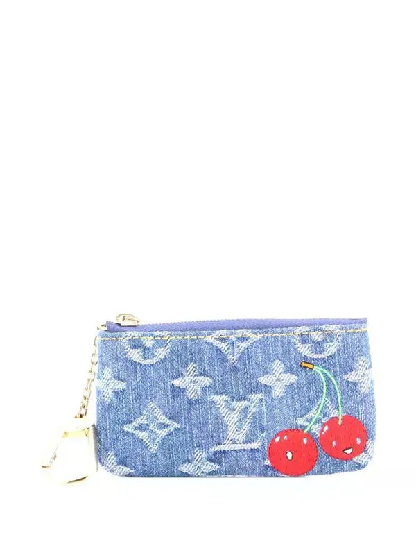 LOUIS VUITTON X Takashi Murakami Limited Edition Monogram Cerises Denim Pouch - Blue