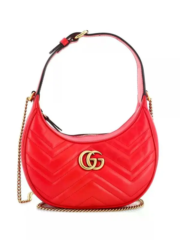 Gucci Gg Marmont Half Moon Matelasse Mini Hobo Bag - Red