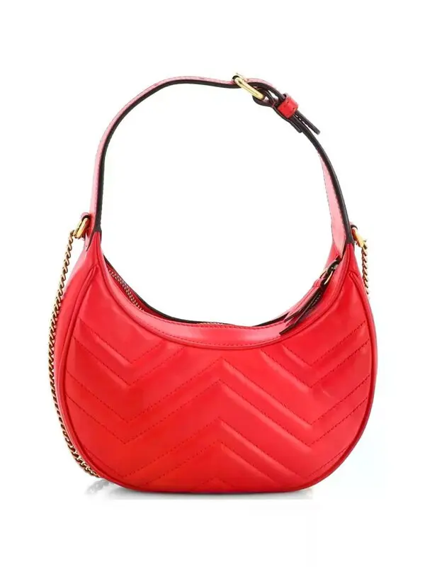 Gucci Gg Marmont Half Moon Matelasse Mini Hobo Bag - Red