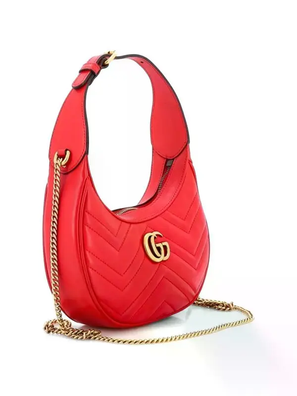 Gucci Gg Marmont Half Moon Matelasse Mini Hobo Bag - Red