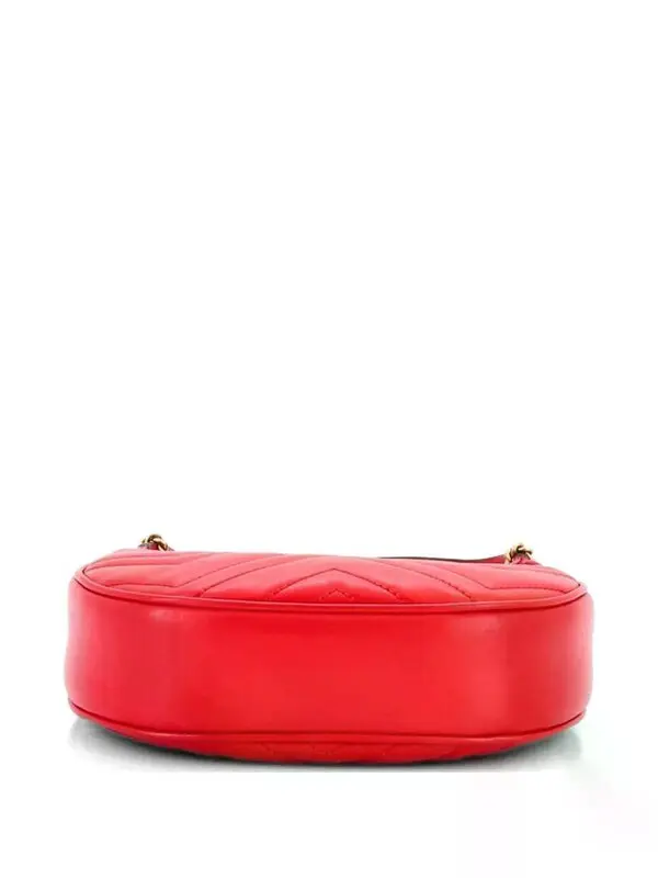 Gucci Gg Marmont Half Moon Matelasse Mini Hobo Bag - Red