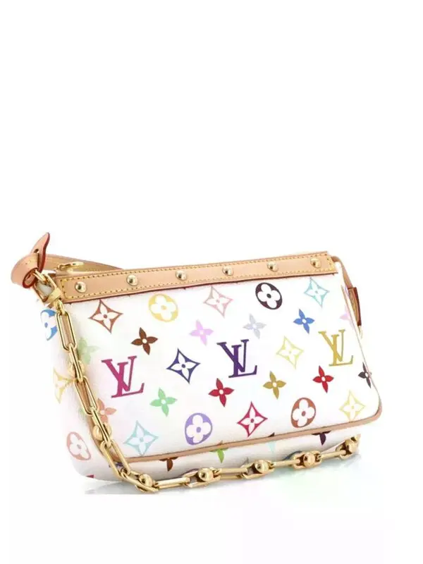 LOUIS VUITTON X Takashi Murakami Chain Pochette Accessoires Nm Monogram Multicolor Shoulder Bag - White
