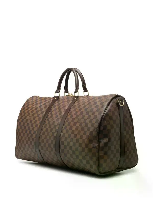 LOUIS VUITTON 2009 Damier Ebene Keepall Bandouliere 55 Travel Bag - Brown
