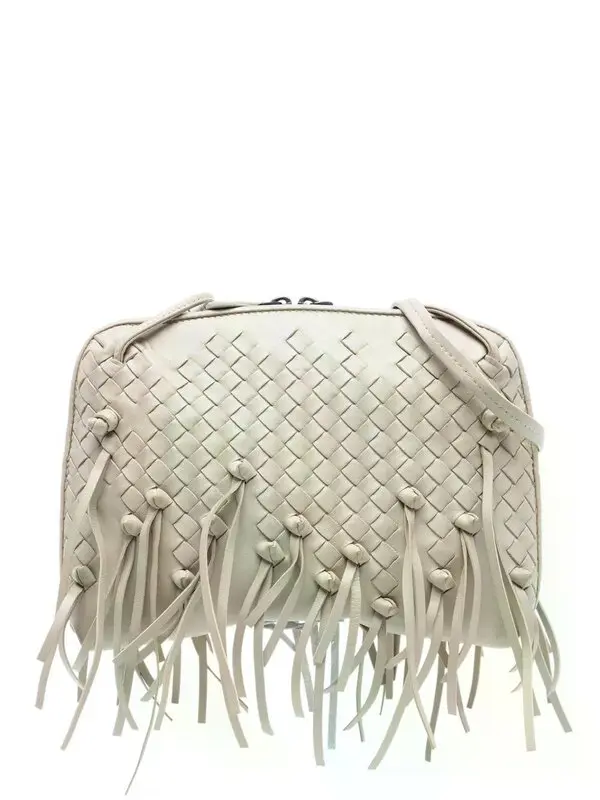 Bottega Veneta 2012-2025 Nappa Intrecciato Fringe Nodini Crossbody Bag - White