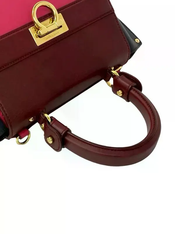 FERRAGAMO Small Tricolor Leather Gancini Sofia Satchel