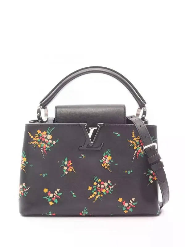LOUIS VUITTON 2016 Leather Blossom Capucines Pm Satchel - Black