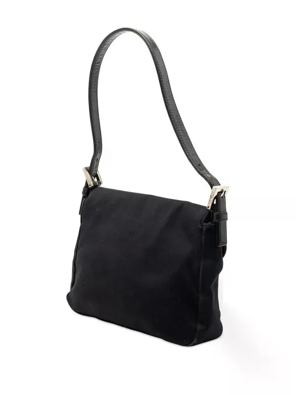 Fendi 2000-2010 Cotton Flap Shoulder Bag - Black