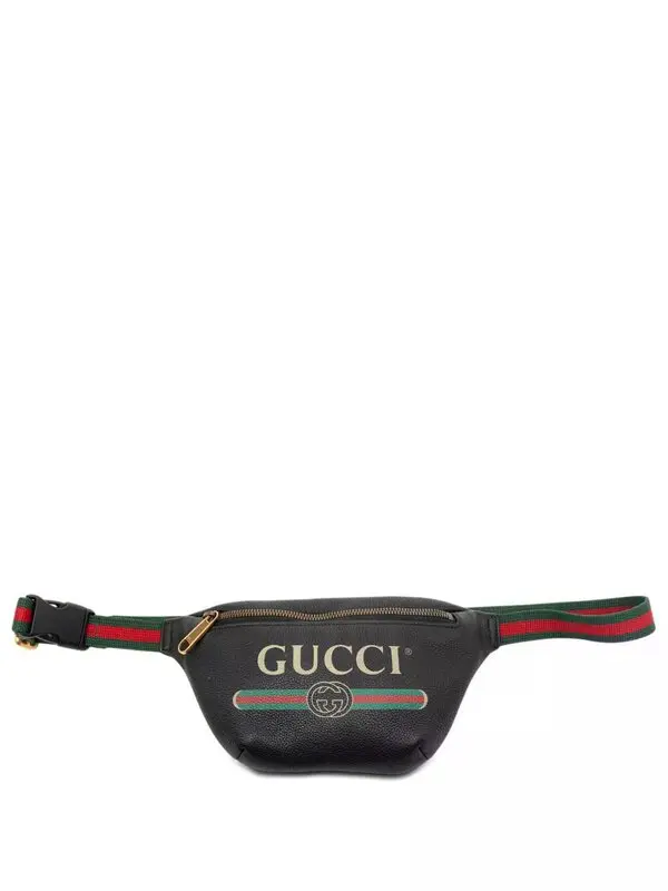Gucci Grained Calfskin Logo Belt Bag - Black