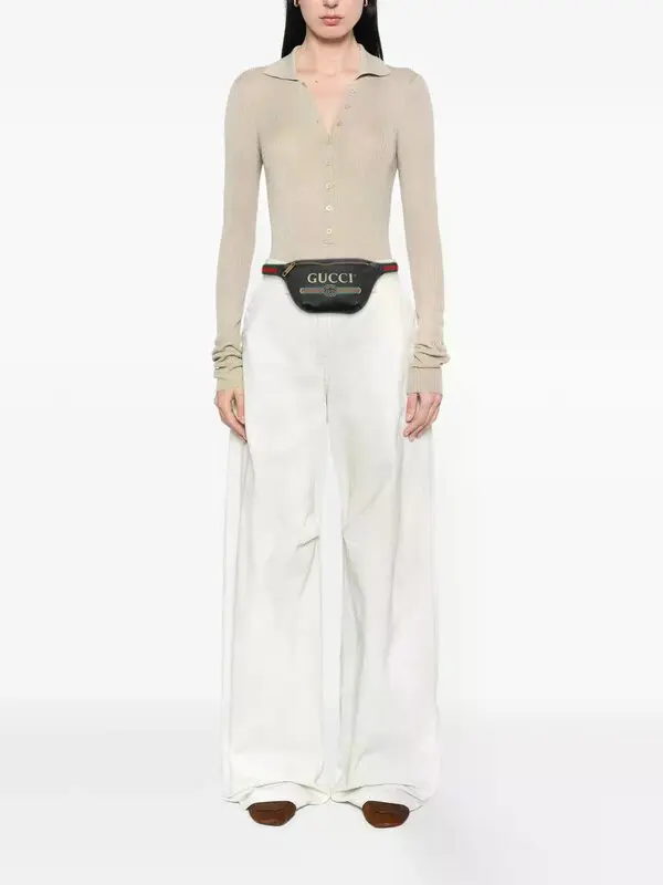 Gucci Grained Calfskin Logo Belt Bag - Black
