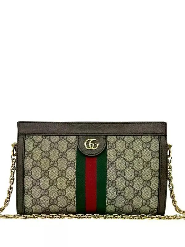 Gucci Gg Supreme Ophidia Chain Crossbody Bag - Neutrals