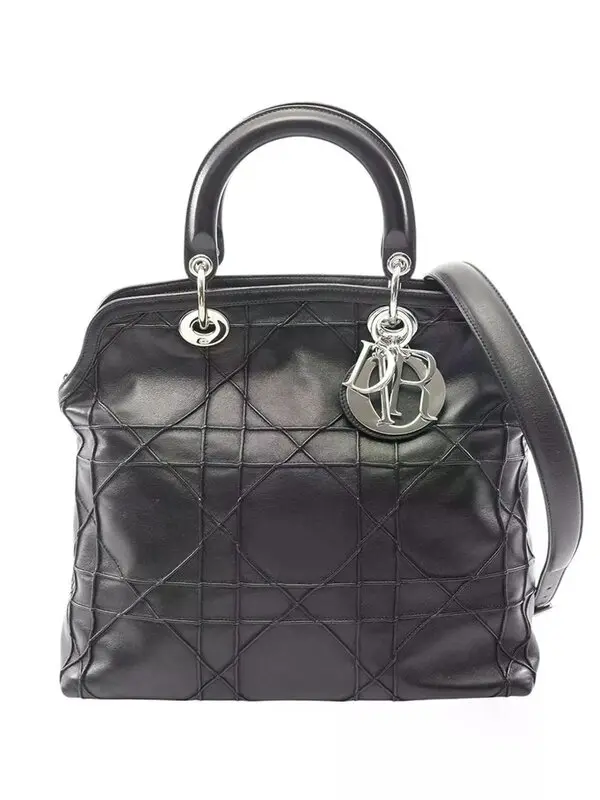 Dior 2000-2026 Medium Lambskin Cannage Polochon Granville Satchel