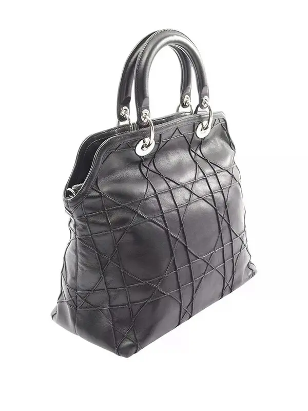 Dior 2000-2026 Medium Lambskin Cannage Polochon Granville Satchel
