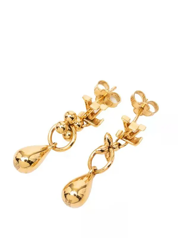 LOUIS VUITTON 2022 Plated Boucle D Oreille Floragram Drop Push Back Earrings Costume Earrings - Gold