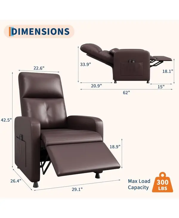GAOMON Power Recliner Chair With Massage And Heat With Massage Function With Lumbar Support