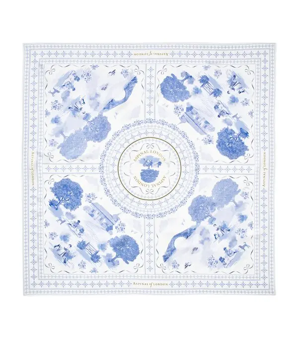 ASPINAL OF LONDON Silk Landscape Scarf - Blue