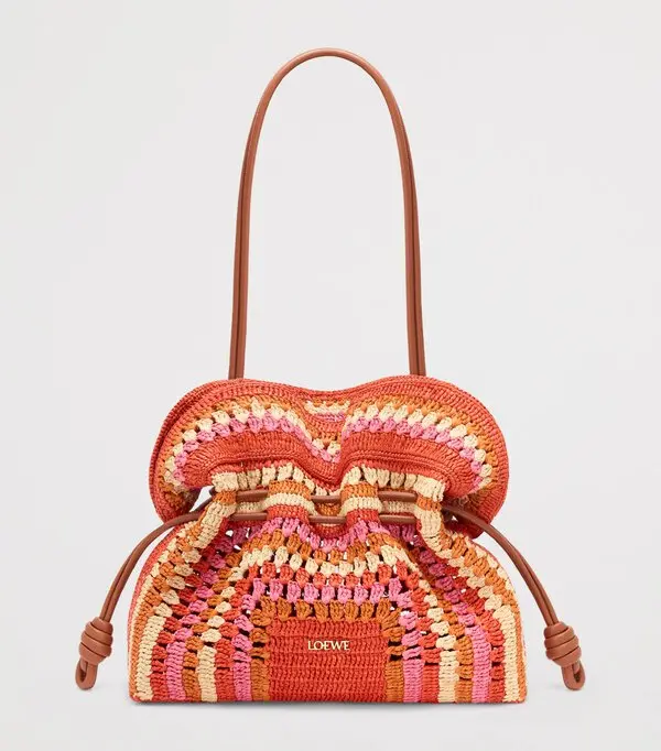 Loewe X Paula's Ibiza Medium Raffia Flamenco Clutch