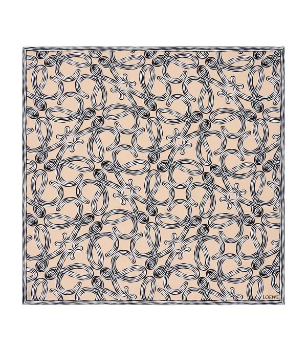 Loewe X Paula's Ibiza Silk Anagram Print Scarf - Beige