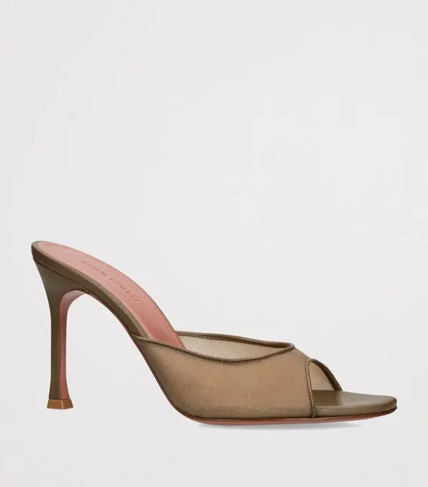 Amina Muaddi Mesh Alexa Heeled Mules