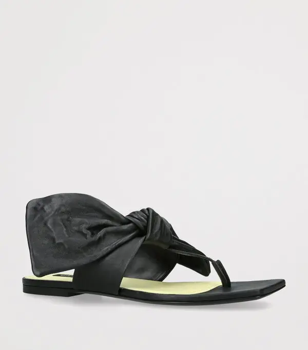 Givenchy Sculptural Bow Leather Sandals - Black