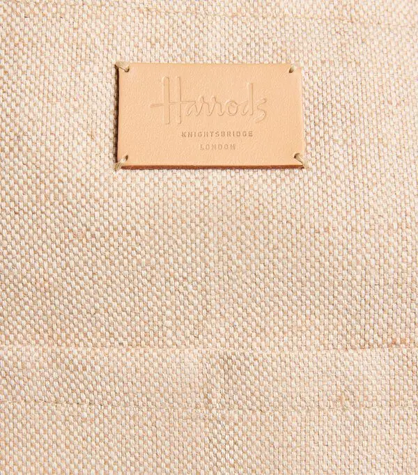 Harrods Jute Tote Bag With Exterior Pockets