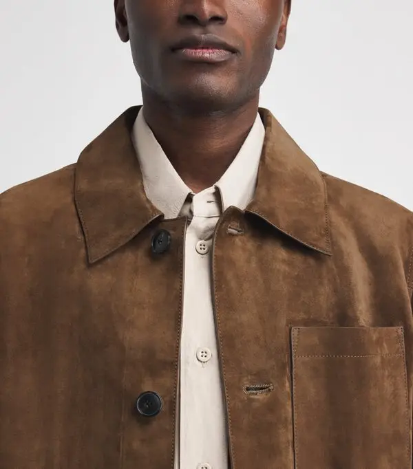 YVES SALOMON Suede Overshirt - Brown