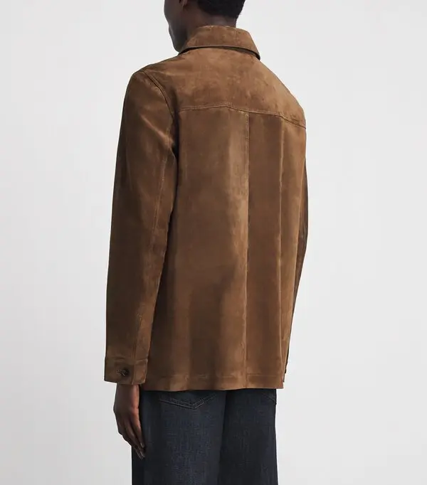YVES SALOMON Suede Overshirt - Brown