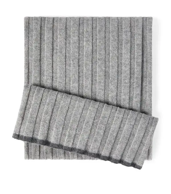 Brunello Cucinelli Cashmere Ribbed Scarf - Grey