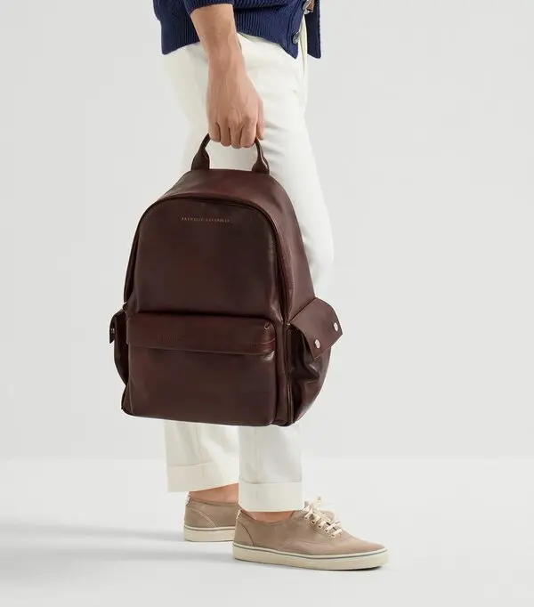 Brunello Cucinelli Calfskin Travel Backpack - Purple