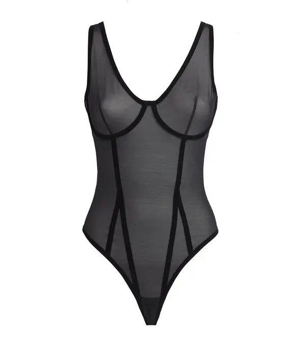 Wolford Sheer Tulle Underwired Bodysuit - Black