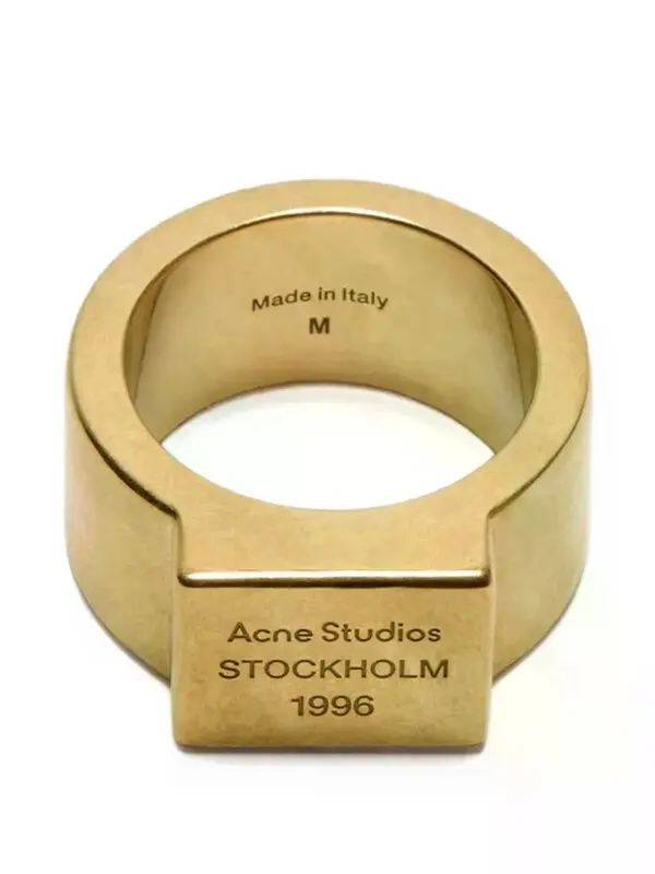 Acne Studios Logo-engraved Square-face Ring - Gold