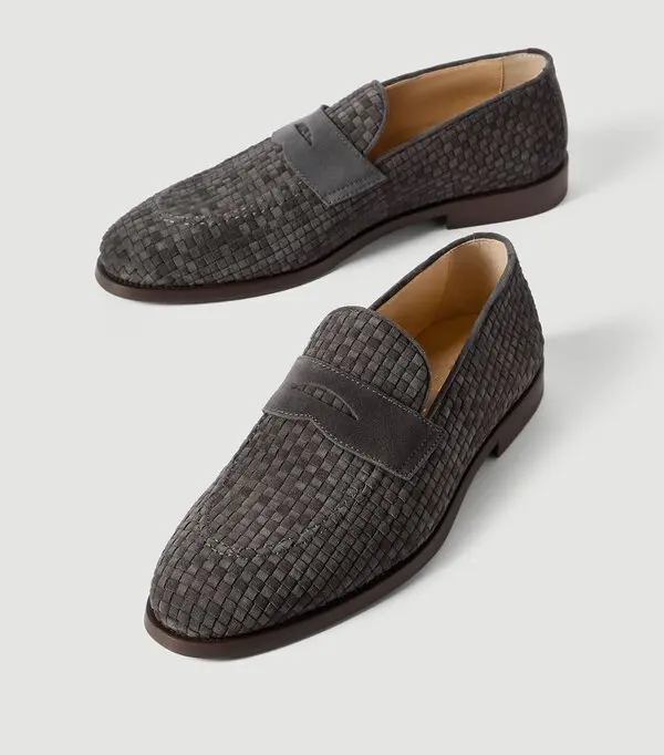 Brunello Cucinelli Suede Woven Loafers