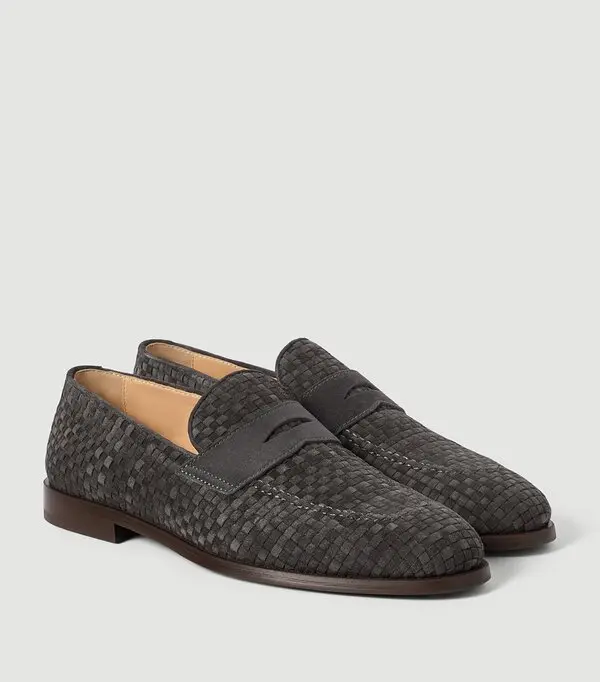Brunello Cucinelli Suede Woven Loafers