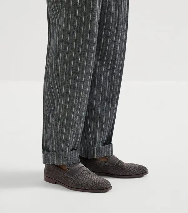 Brunello Cucinelli Suede Woven Loafers