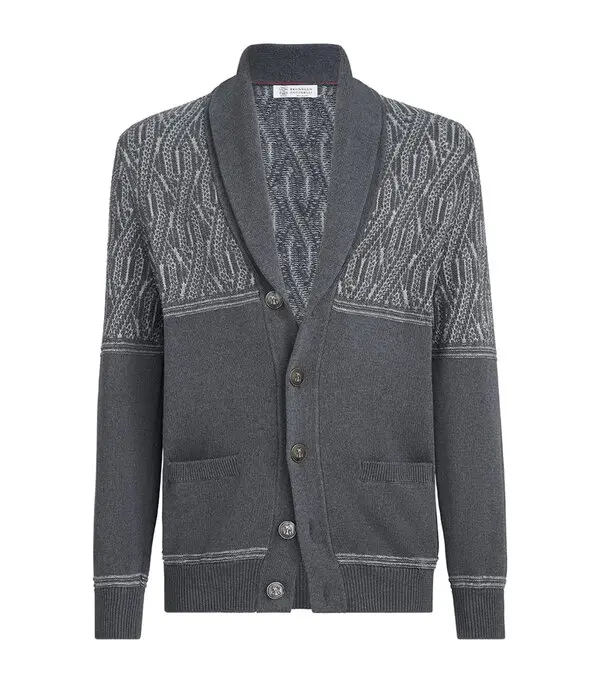 Brunello Cucinelli Cotton Jacquard Shawl Cardigan