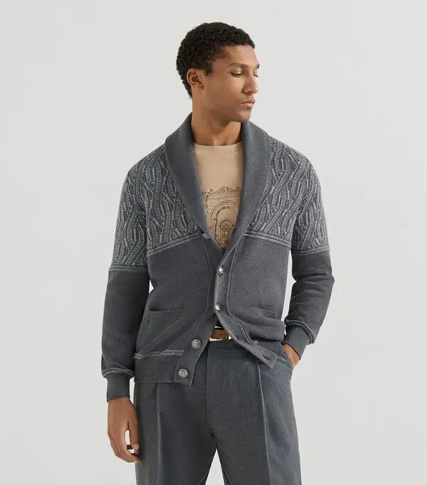 Brunello Cucinelli Cotton Jacquard Shawl Cardigan