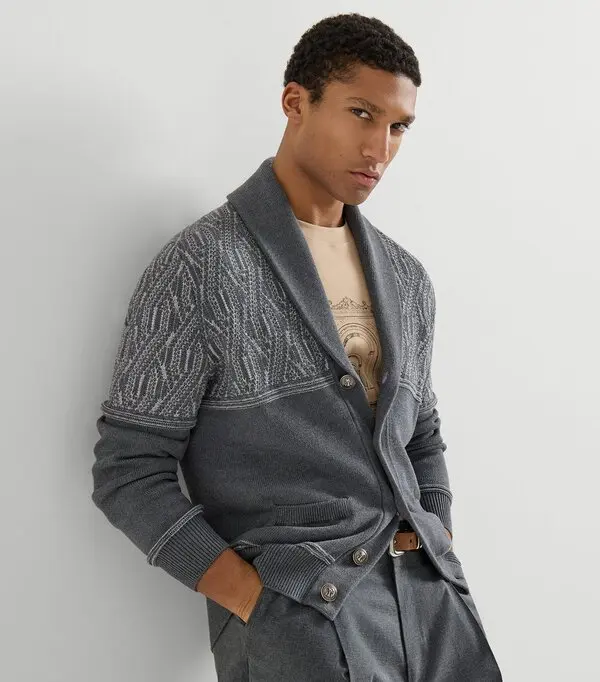 Brunello Cucinelli Cotton Jacquard Shawl Cardigan
