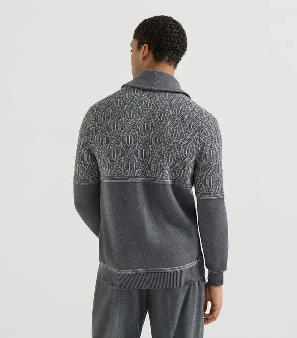 Brunello Cucinelli Cotton Jacquard Shawl Cardigan