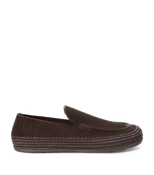 Loewe X Paula's Ibiza Suede Raffia Loafers