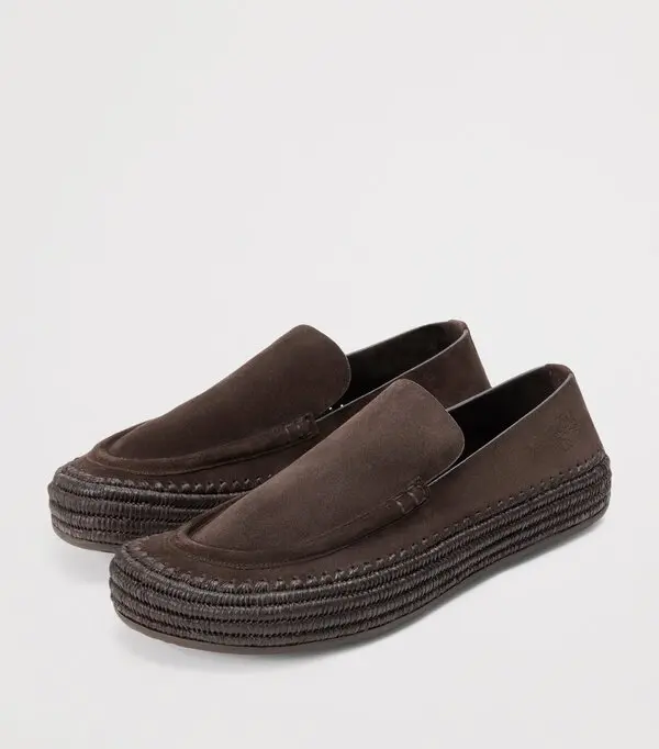 Loewe X Paula's Ibiza Suede Raffia Loafers