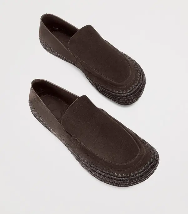 Loewe X Paula's Ibiza Suede Raffia Loafers