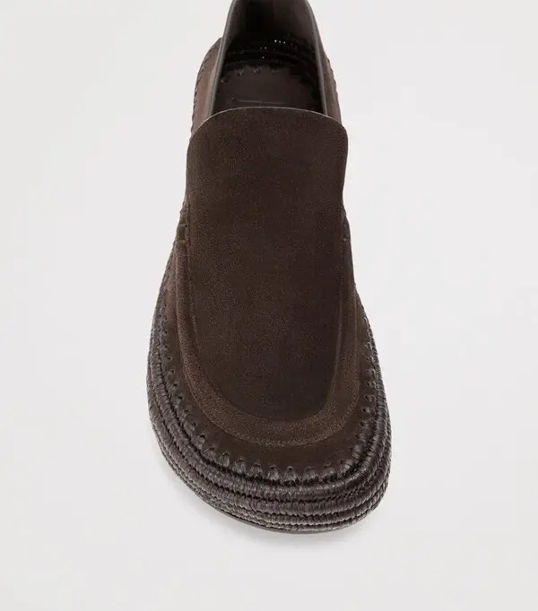 Loewe X Paula's Ibiza Suede Raffia Loafers