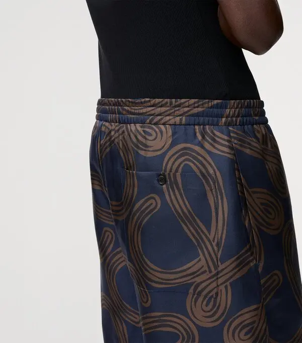 Loewe X Paula's Ibiza Silk Anagram Print Shorts - Navy