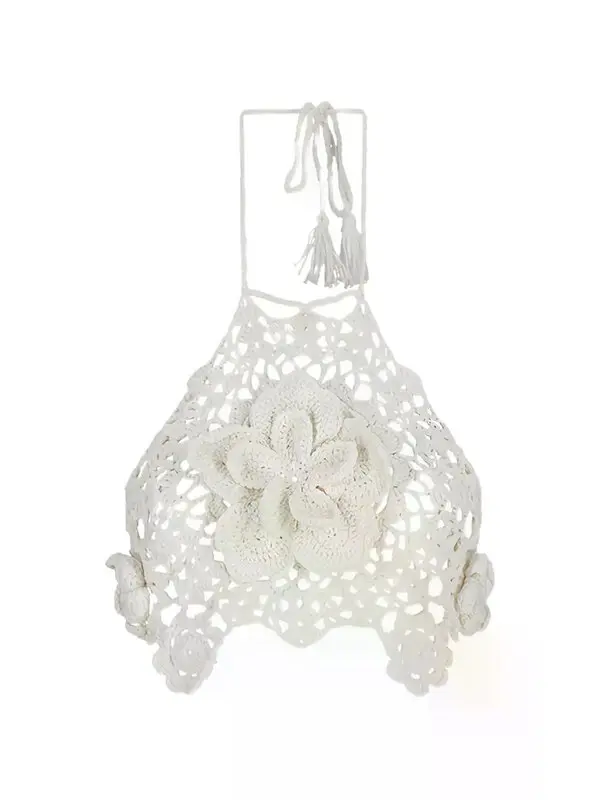 Giuseppe Di Morabito Macrame Halterneck Top With Floral Appliqu