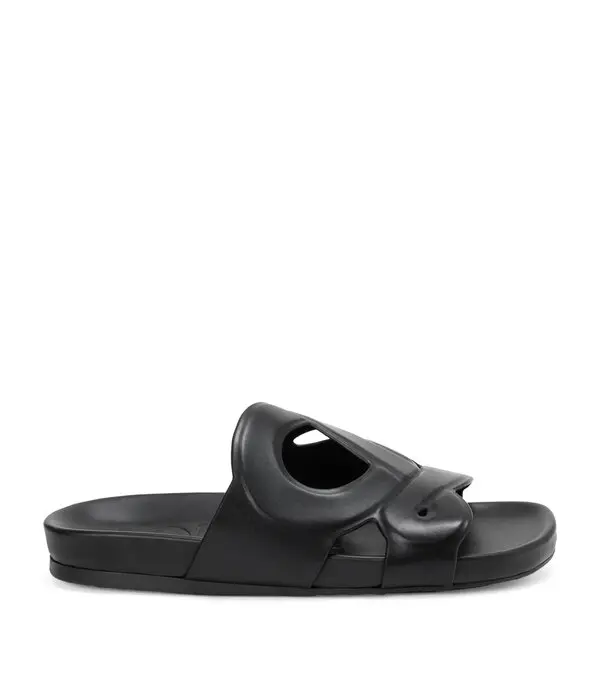 Loewe X Paula's Ibiza Leather Monogram Ease Slides - Black