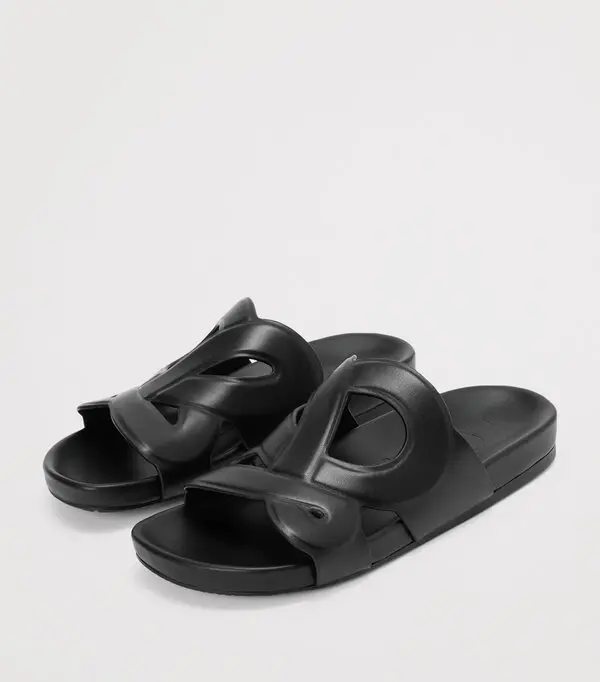 Loewe X Paula's Ibiza Leather Monogram Ease Slides - Black