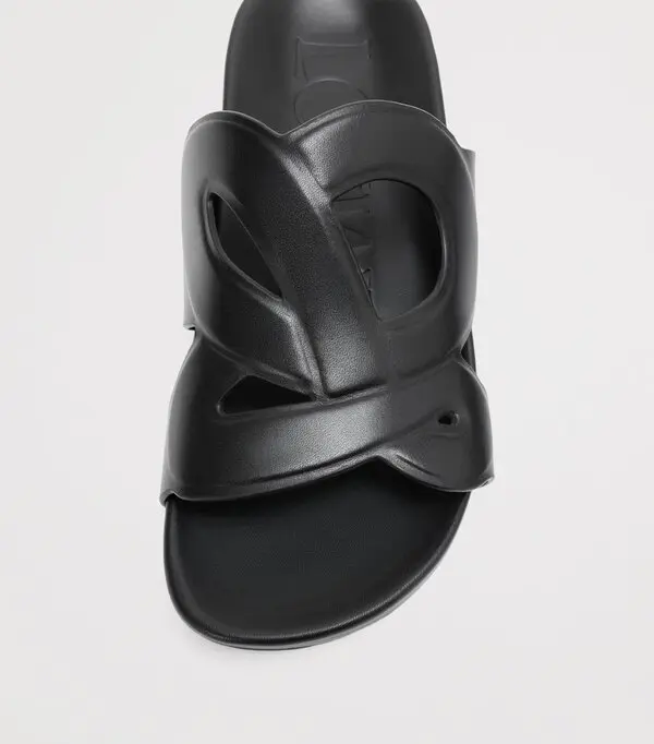 Loewe X Paula's Ibiza Leather Monogram Ease Slides - Black