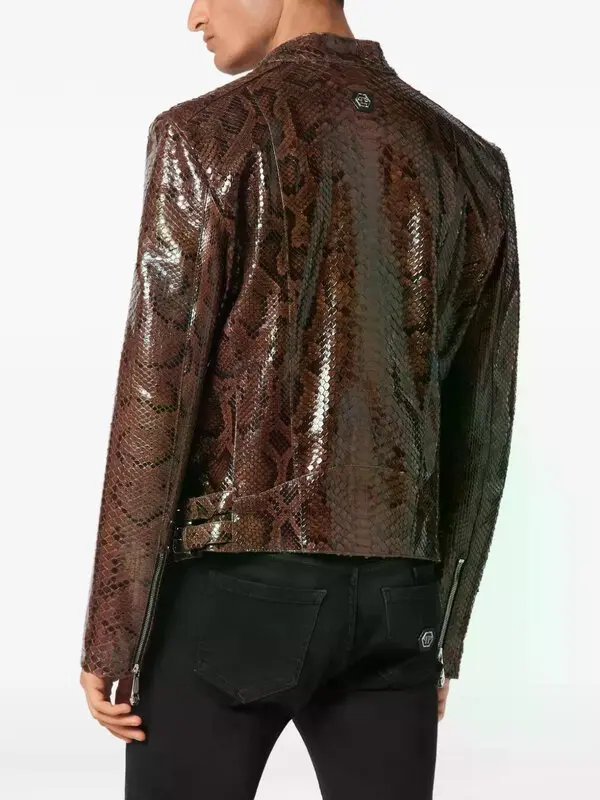 Philipp Plein Python Leather Jacket - Brown