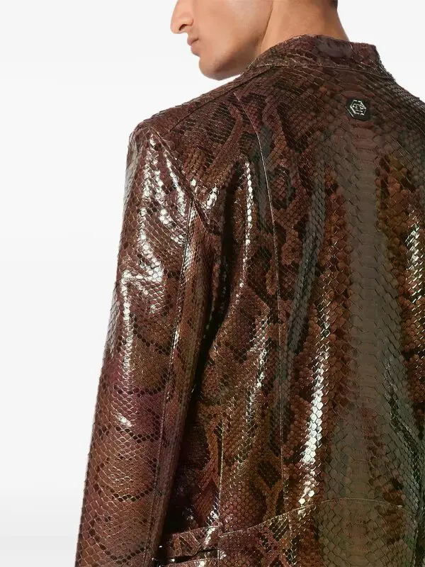 Philipp Plein Python Leather Jacket - Brown